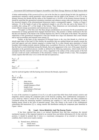 Assessment of Combinatorial Support Assemblies and Their Energy Matrixes in High Tension Bolt ...