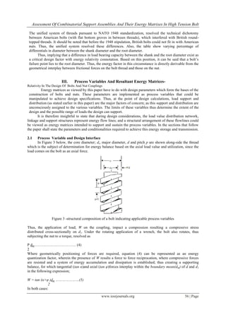 Assessment of Combinatorial Support Assemblies and Their Energy Matrixes in High Tension Bolt ...