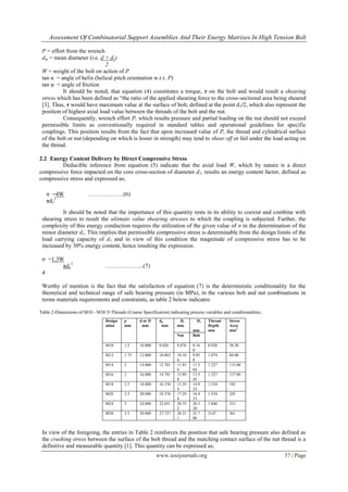 Assessment of Combinatorial Support Assemblies and Their Energy Matrixes in High Tension Bolt ...