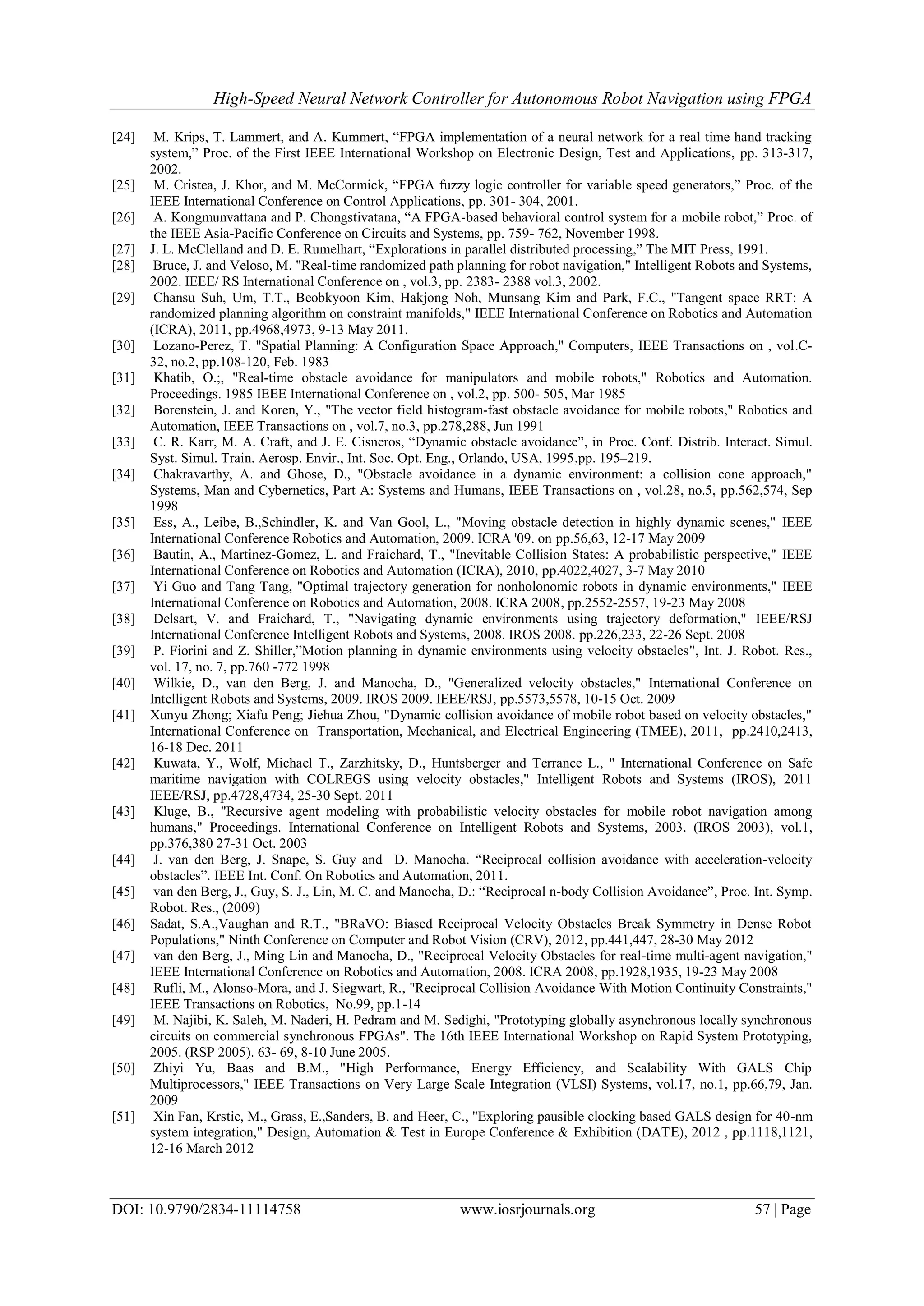 High Speed Neural Network Controller For Autonomous Robot Navigation Using Fpga Pdf