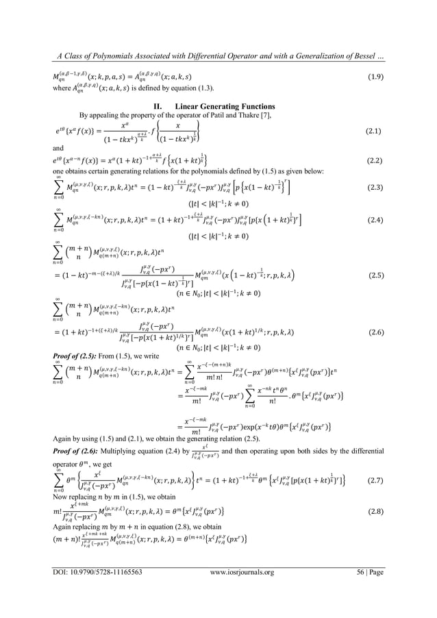 A Class Of Polynomials Associated With Differential Operator And With A