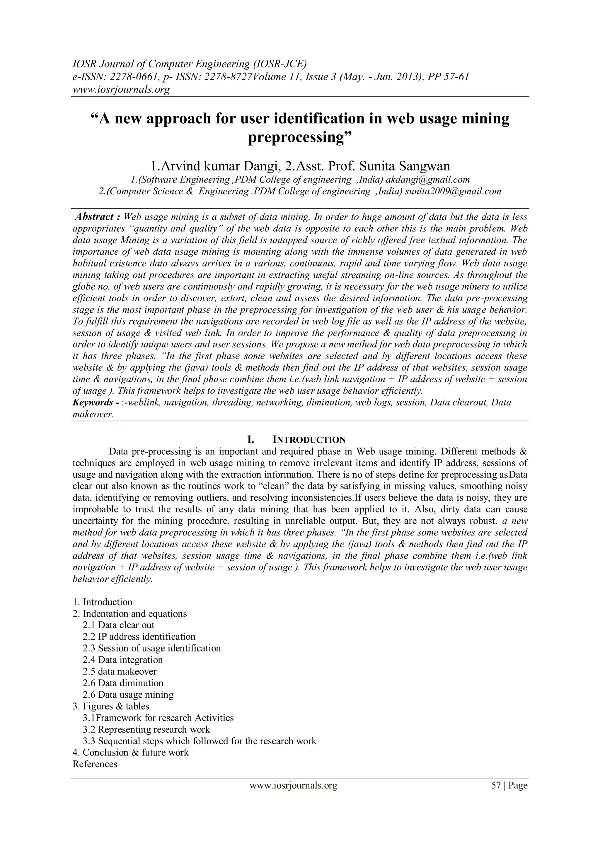 A new approach for user identification in web usage mining preprocessing | PDF