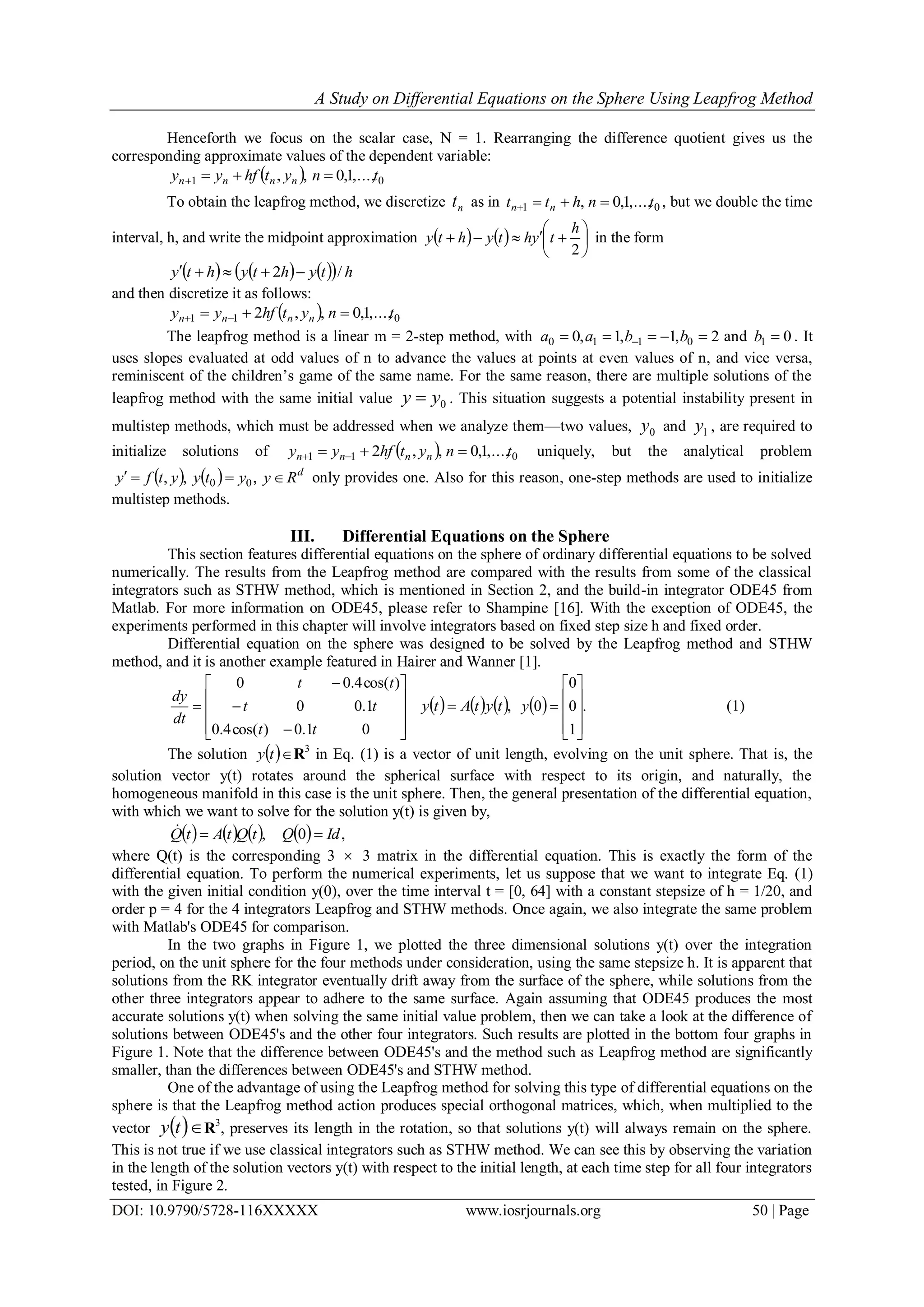 A Study on Differential Equations on the Sphere Using Leapfrog Method | PDF
