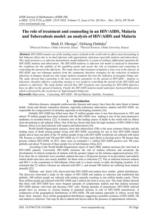 The role of treatment and counseling in an HIV/AIDS, Malaria and Tuberculosis model: an analysis ...