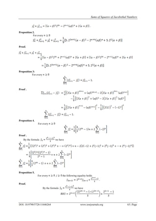 Sums of Squares of Jacobsthal Numbers | PDF