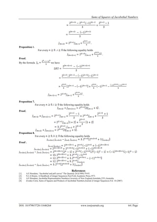 Sums of Squares of Jacobsthal Numbers | PDF