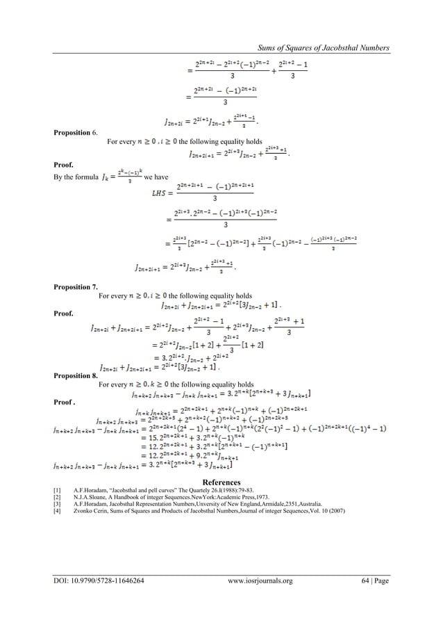 Sums of Squares of Jacobsthal Numbers | PDF
