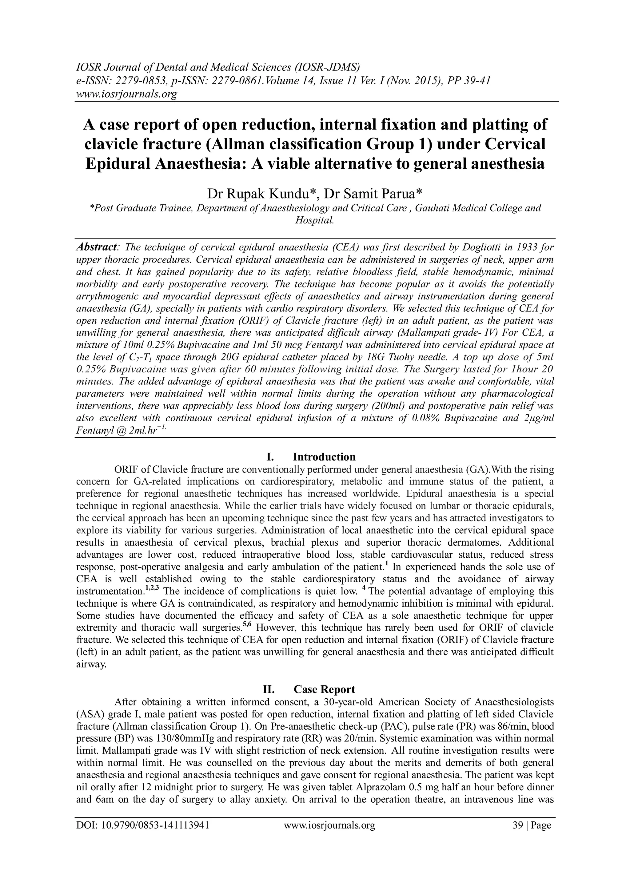 A case report of open reduction, internal fixation and platting of ...