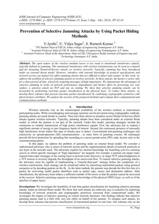 Prevention of Selective Jamming Attacks by Using Packet Hiding Methods | PDF
