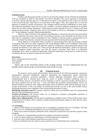 Nymble: Blocking Misbehaving Users In Anonymizing Networks | PDF