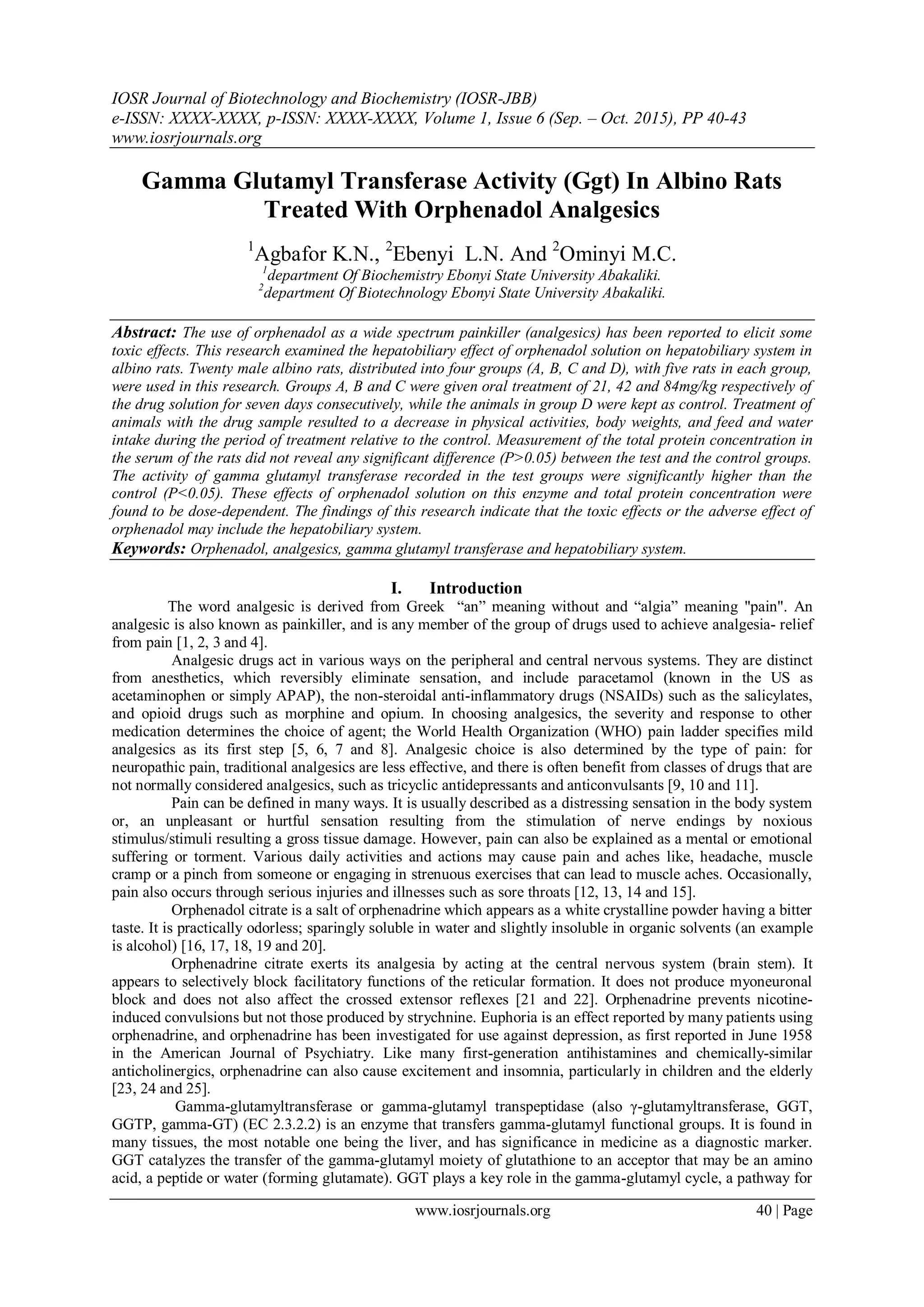 Gamma Glutamyl Transferase Activity (Ggt) In Albino Rats Treated With ...