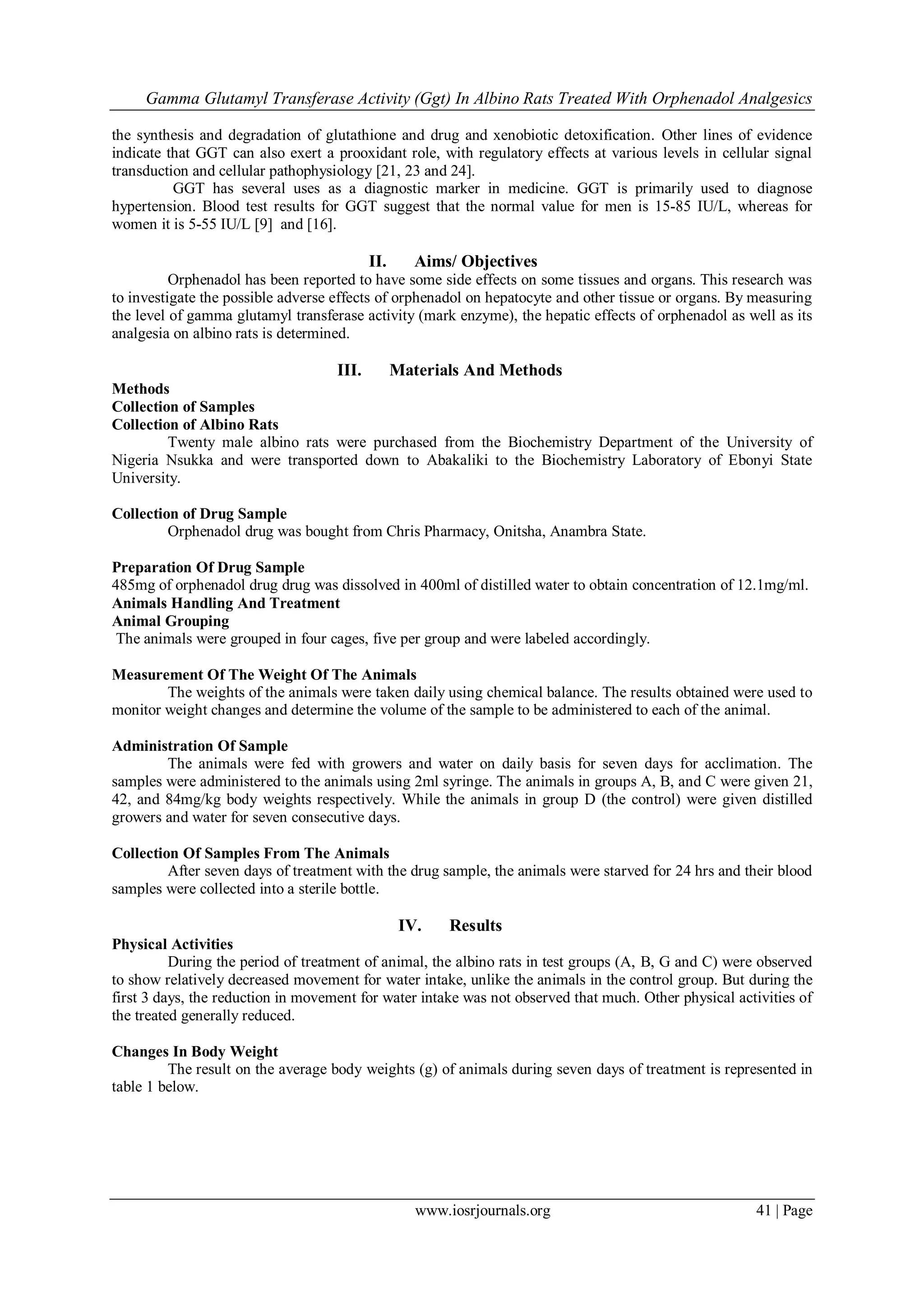 Gamma Glutamyl Transferase Activity (Ggt) In Albino Rats Treated With ...