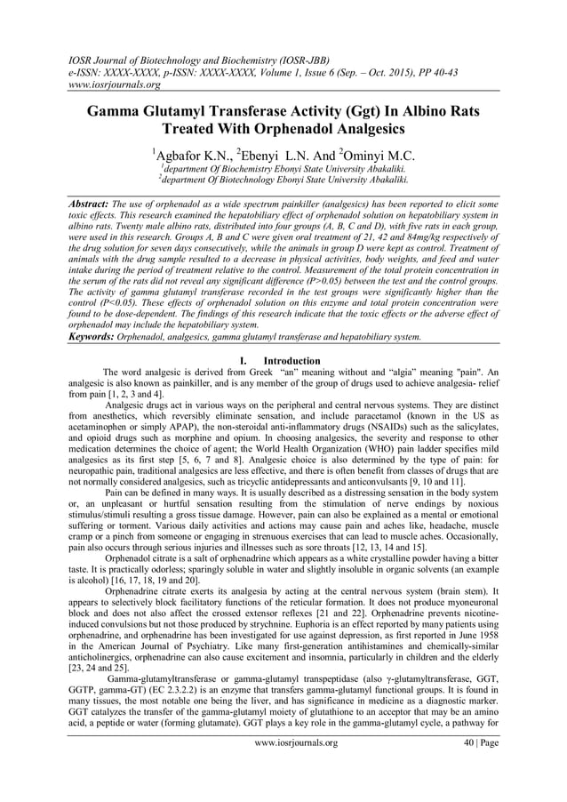 Gamma Glutamyl Transferase Activity (Ggt) In Albino Rats Treated With ...