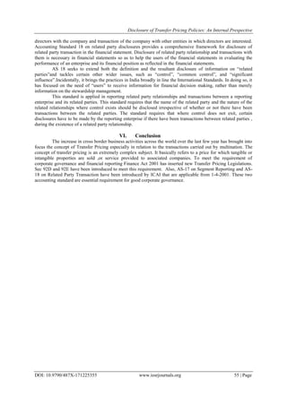 Disclosure of Transfer Pricing Policies: An Internal Prespective | PDF