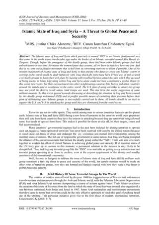 Islamic State of Iraq and Syria – A Threat to Global Peace and Security ...