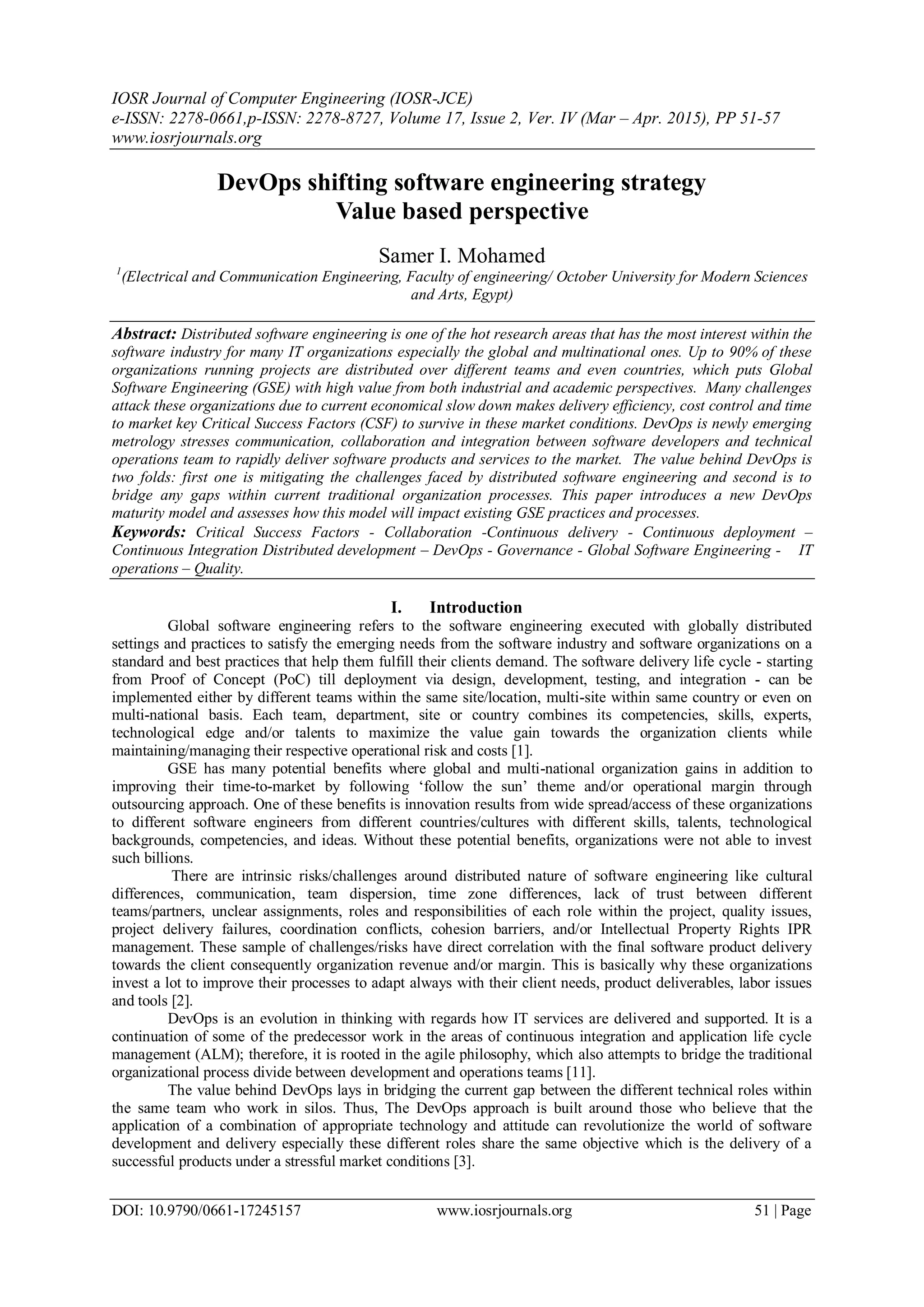 DevOps shifting software engineering strategy Value based perspective | PDF