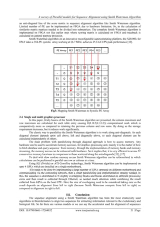 A survey of Parallel models for Sequence Alignment using Smith Waterman Algorithm | PDF
