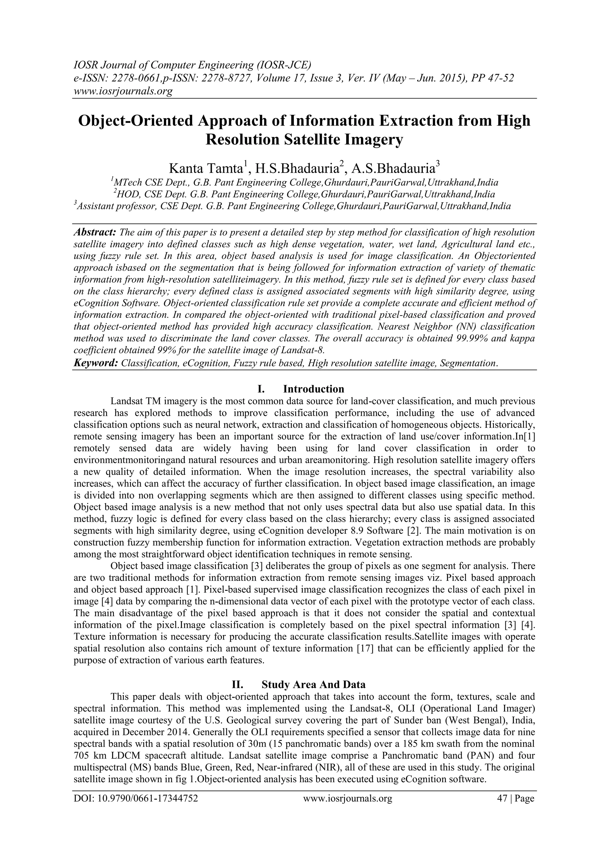 Object Oriented Approach Of Information Extraction From High Resolution
