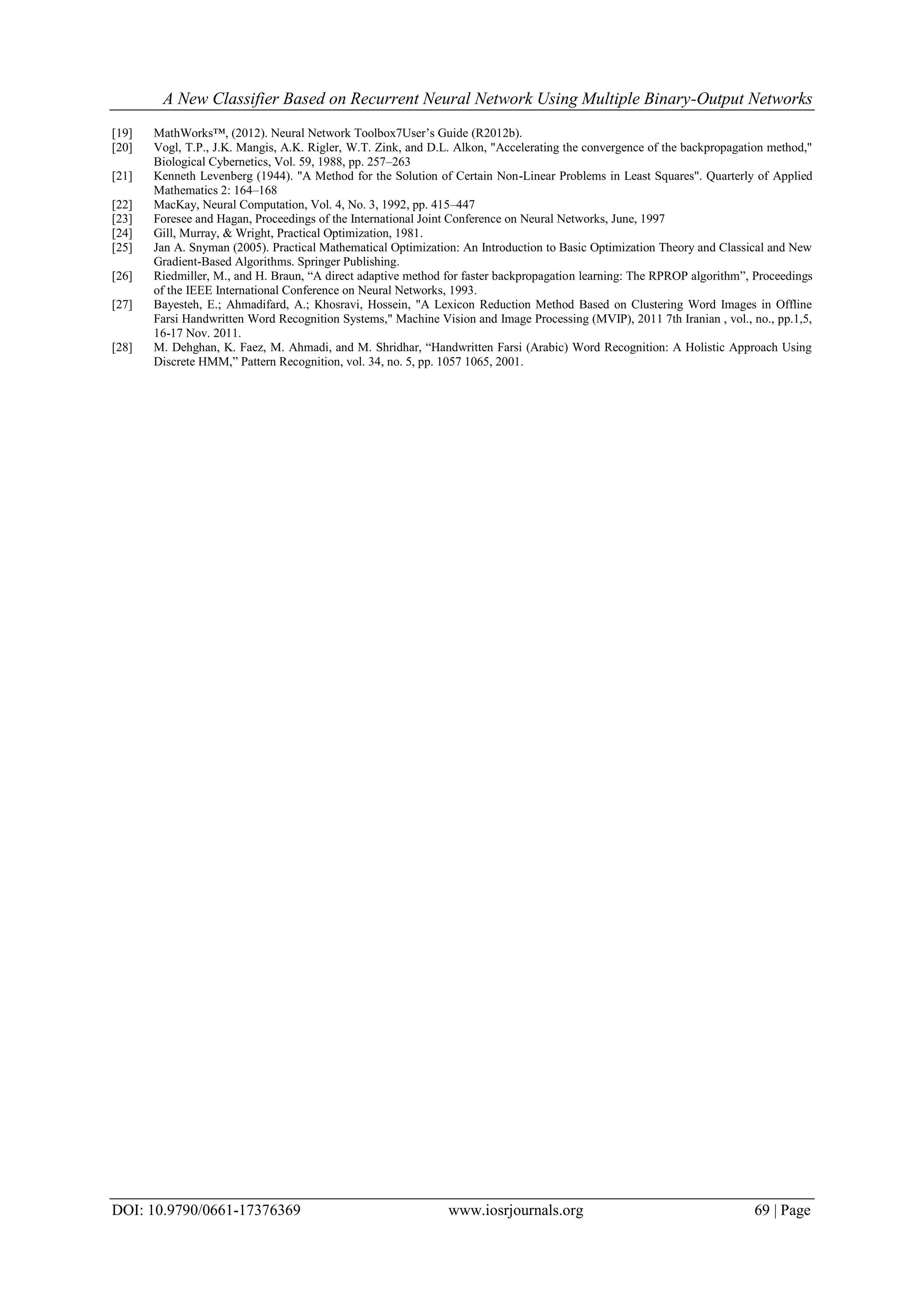 A New Classifier Based Onrecurrent Neural Network Using Multiple Binary