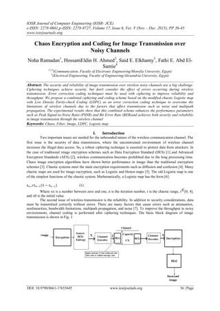 Chaos Encryption and Coding for Image Transmission over Noisy Channels | PDF | Computer ...