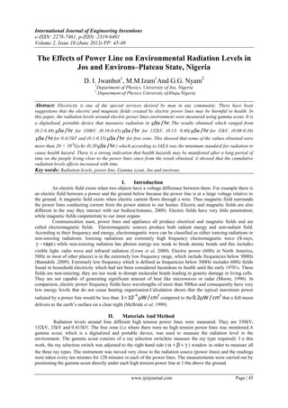 The Effects of Power Line on Environmental Radiation Levels in Jos and ...