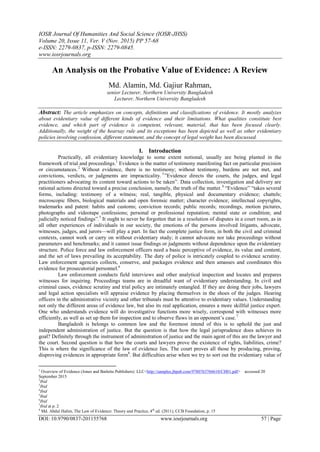 An Analysis on the Probative Value of Evidence: A Review | PDF