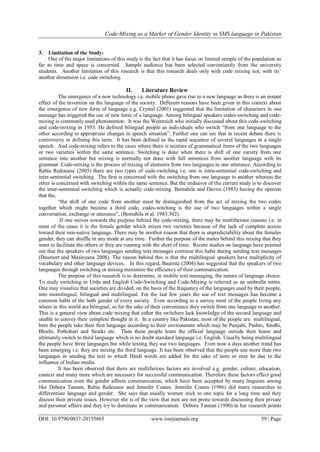 Code-Mixing as a Marker of Gender Identity in SMS language in Pakistan ...