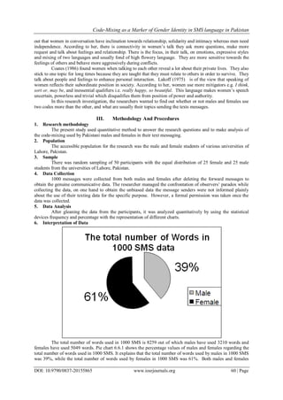 Code-Mixing as a Marker of Gender Identity in SMS language in Pakistan ...