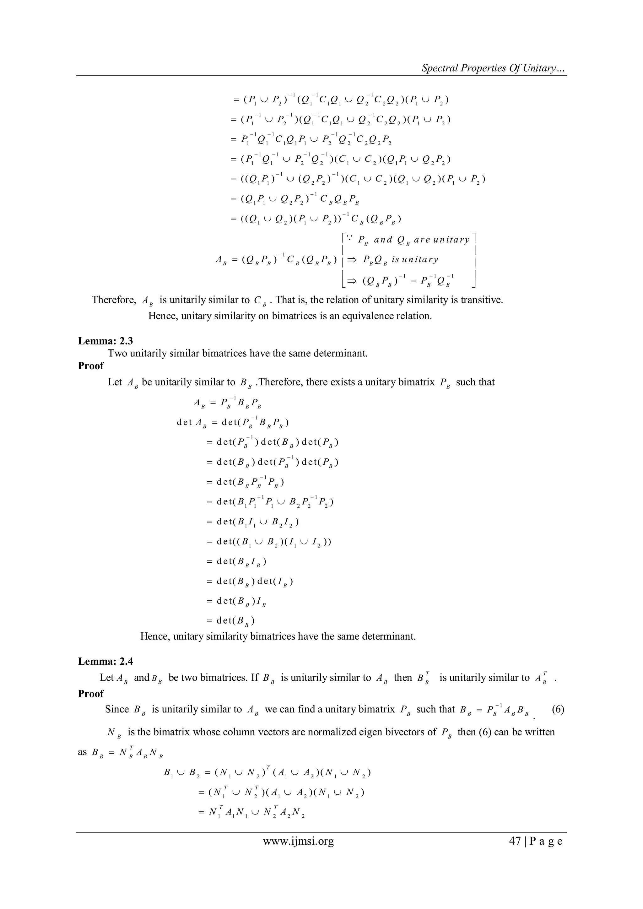 Spectral Properties of Unitary and Normal Bimatrices | PDF | Physics | Science