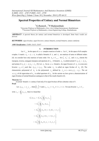 Spectral Properties of Unitary and Normal Bimatrices | PDF | Physics | Science