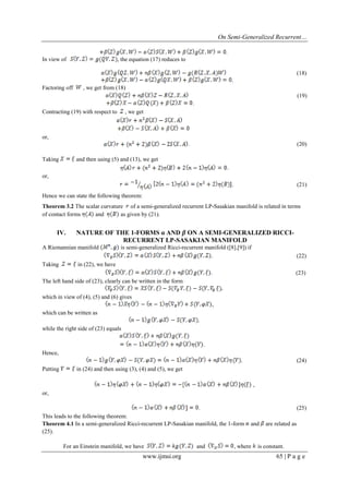 On Semi-Generalized Recurrent LP-Sasakian Manifolds | PDF