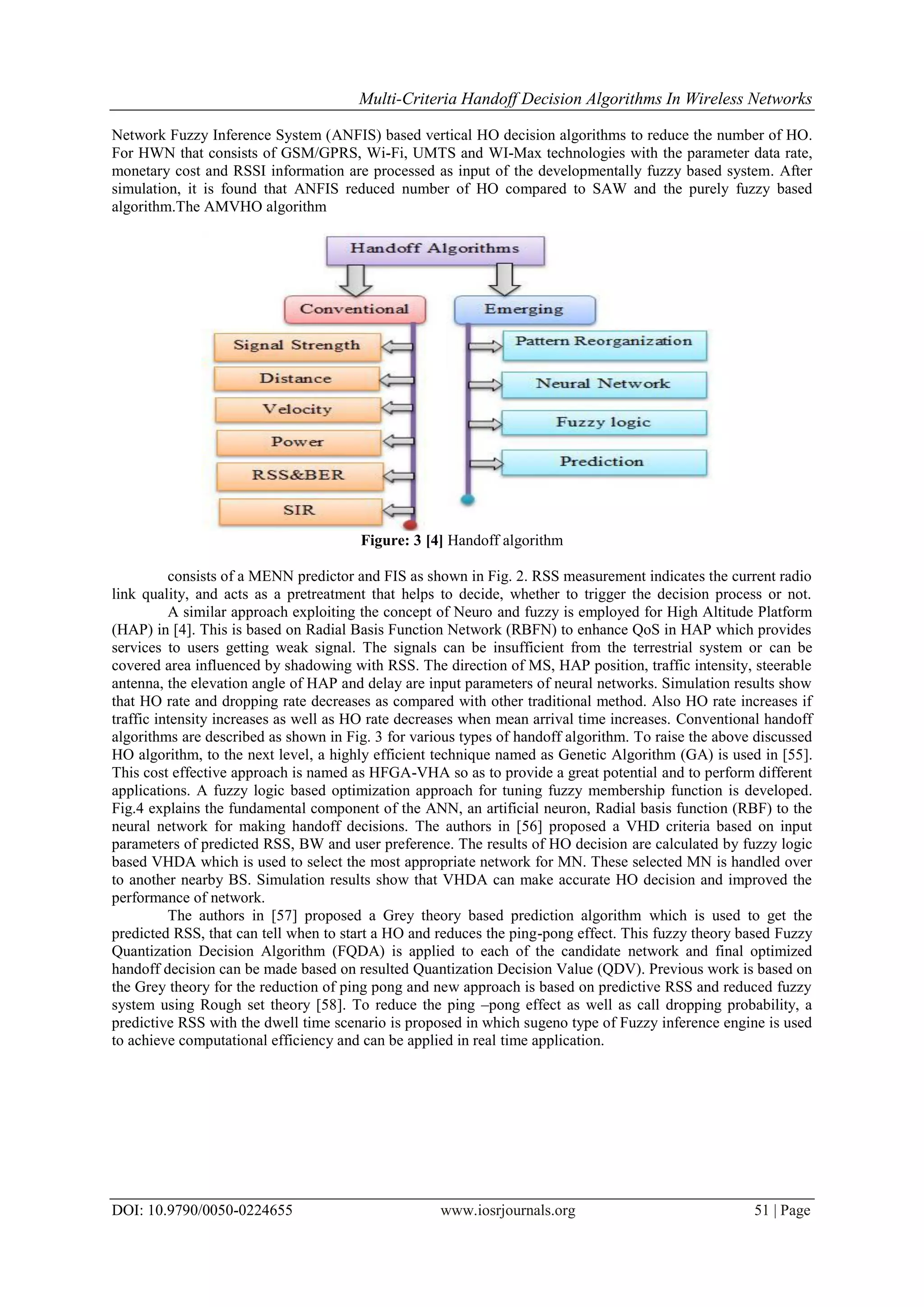 Multi Criteria Handoff Decision Algorithms In Wireless Networks Pdf Computer Networking