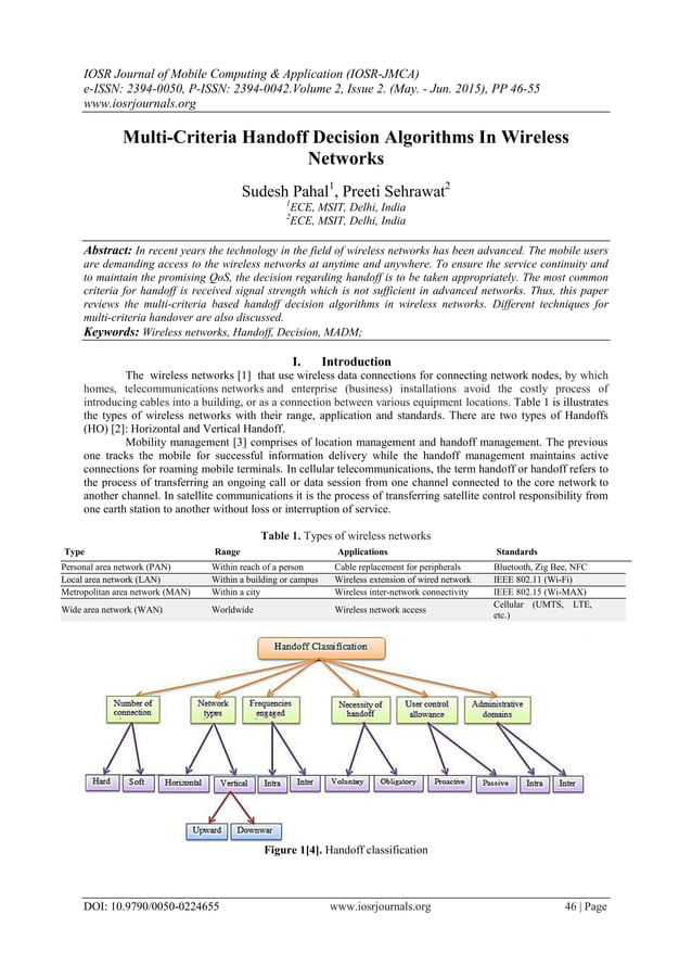 Multi-Criteria Handoff Decision Algorithms In Wireless Networks | PDF