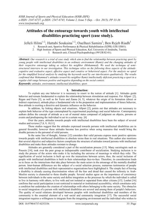 Attitudes of the entourage towards youth with intellectual disabilities ...