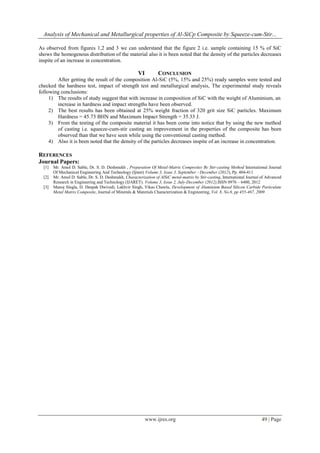 Analysis of Mechanical and Metallurgical properties of Al-SiCp Composite by Squeeze-cum-Stir ...