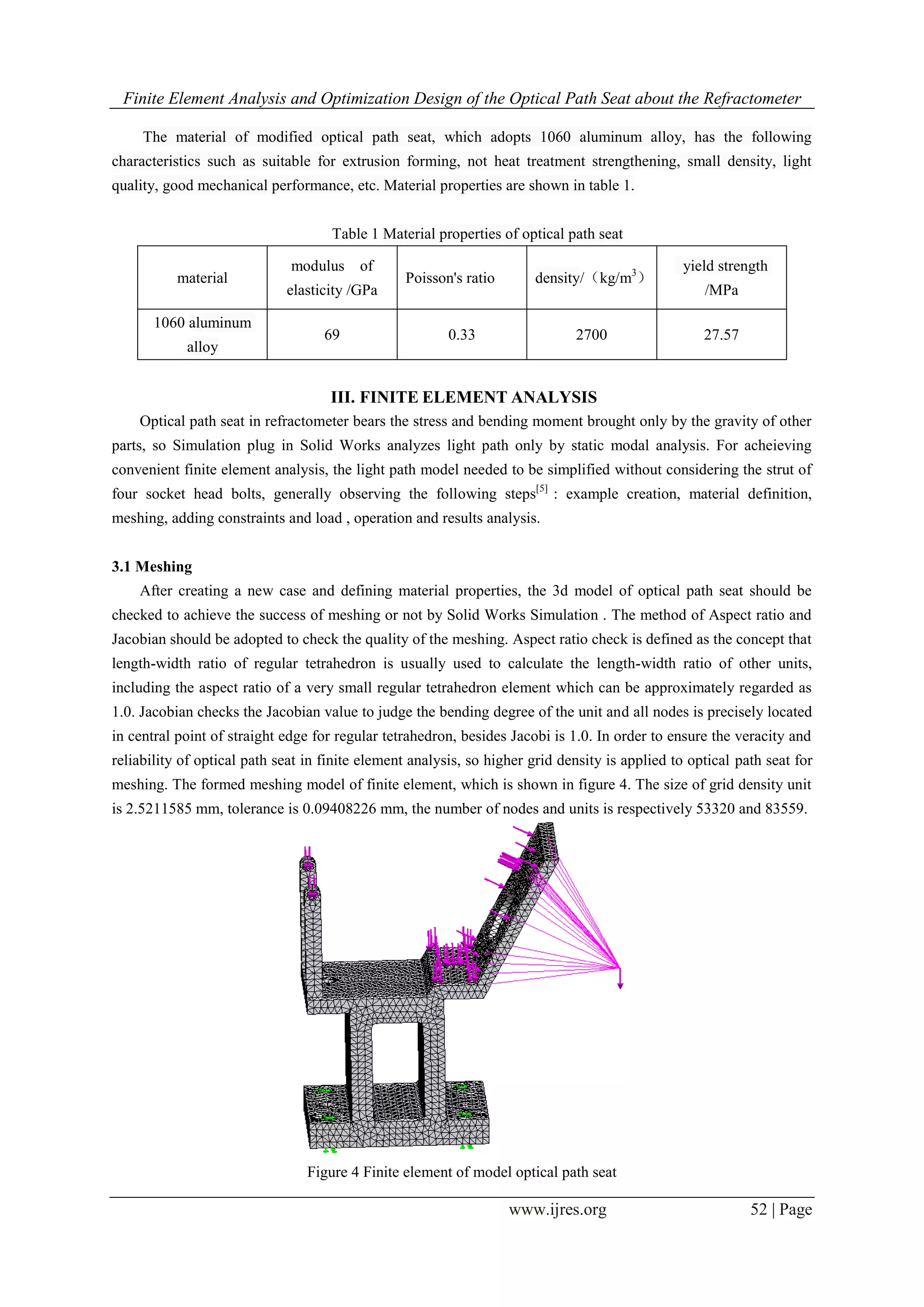 Finite Element Analysis and Optimization Design of the Optical Path Seat about the Refractometer ...