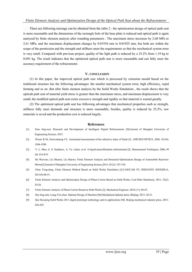 Finite Element Analysis And Optimization Design Of The Optical Path Seat About The Refractometer