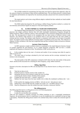 Recovery of low frequency Signals from noisy data using Ensembled Empirical Mode Detection | PDF