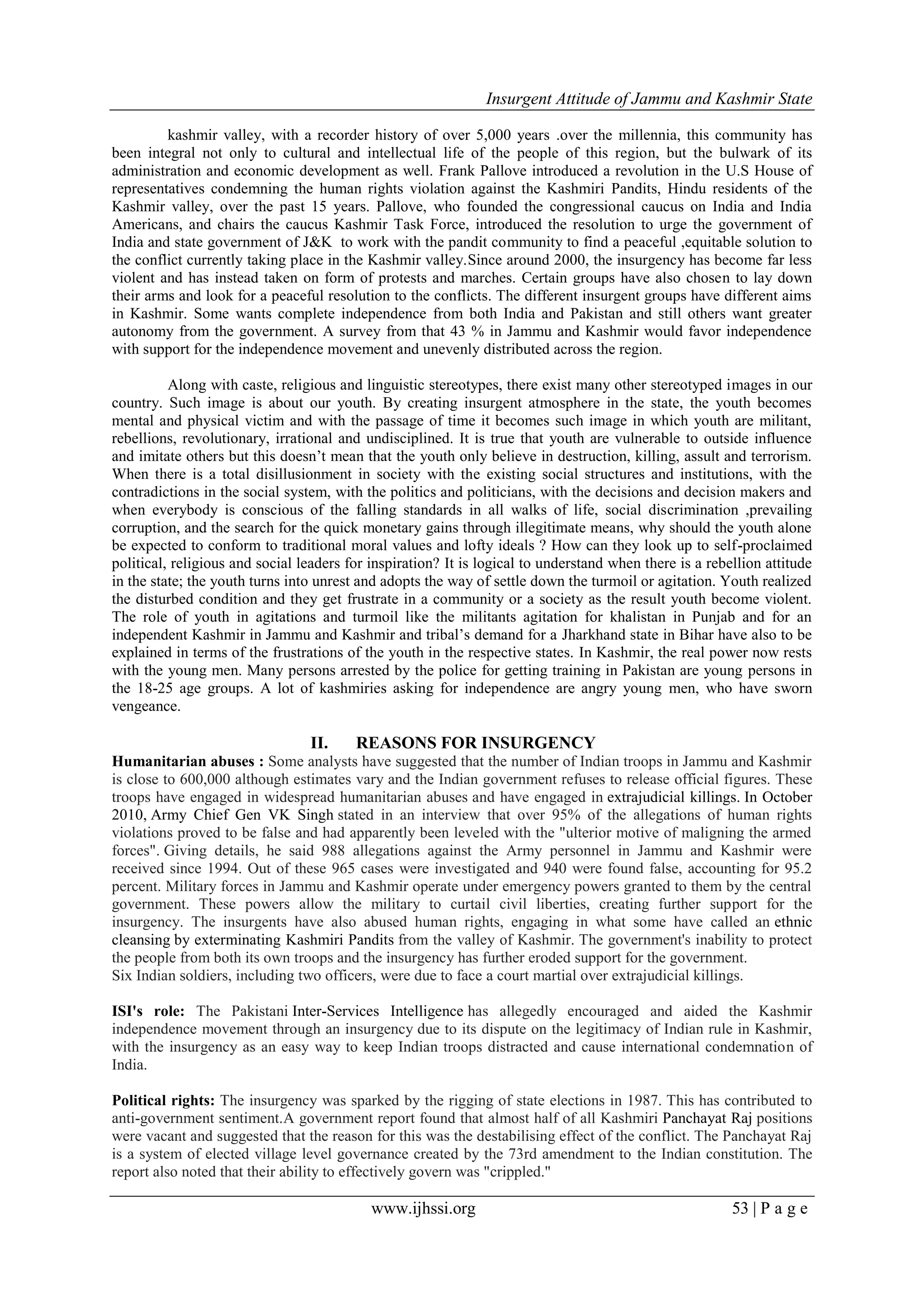 Insurgent Attitude of Jammu and Kashmir State | PDF