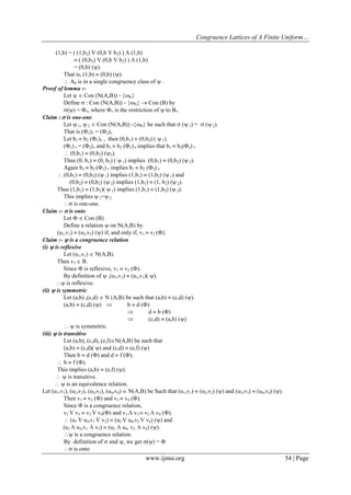 Congruence Lattices of A Finite Uniform Lattices | PDF