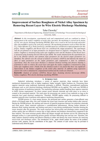 Improvement of Surface Roughness of Nickel Alloy Specimen by Removing ...