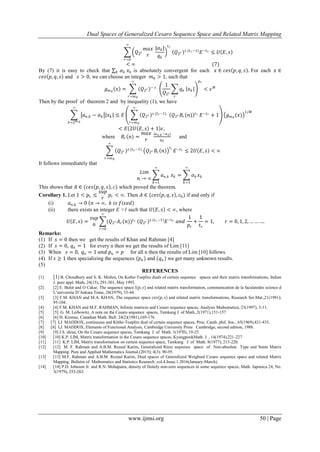 Dual Spaces of Generalized Cesaro Sequence Space and Related Matrix ...