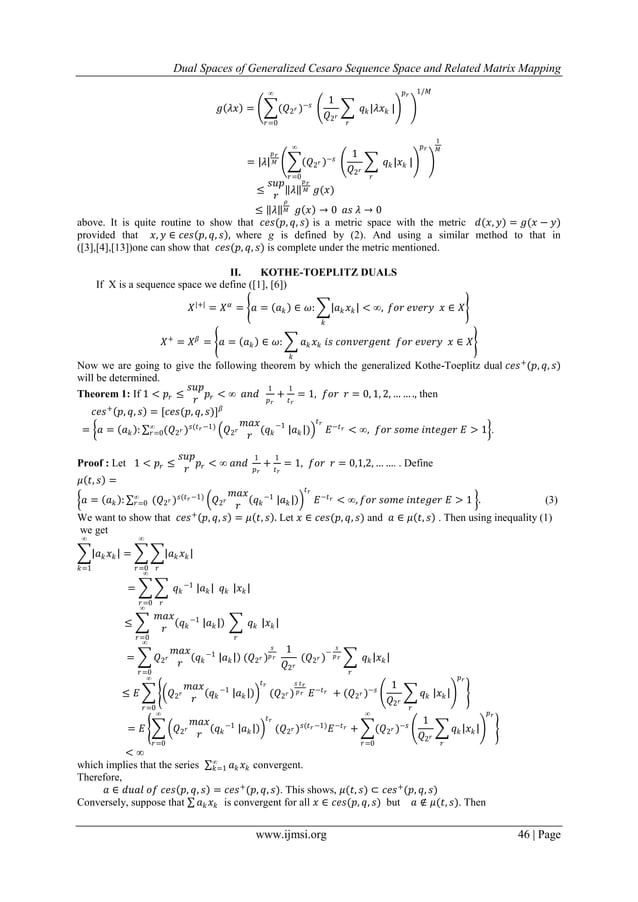 Dual Spaces Of Generalized Cesaro Sequence Space And Related Matrix Mapping