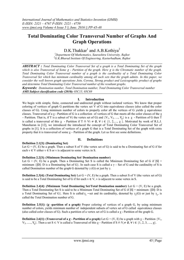 Total Dominating Color Transversal Number of Graphs And Graph ...