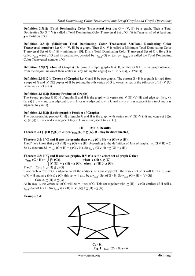 Total Dominating Color Transversal Number of Graphs And Graph Operations | PDF | Physics | Science