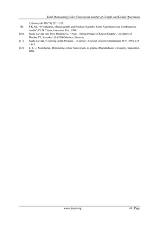 Total Dominating Color Transversal Number of Graphs And Graph Operations | PDF | Physics | Science