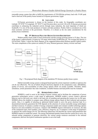 hotovoltaic-Biomass Gasifier Hybrid Energy System for a Poultry House | PDF