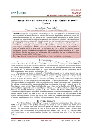 Transient Stability Assessment and Enhancement in Power System | PDF