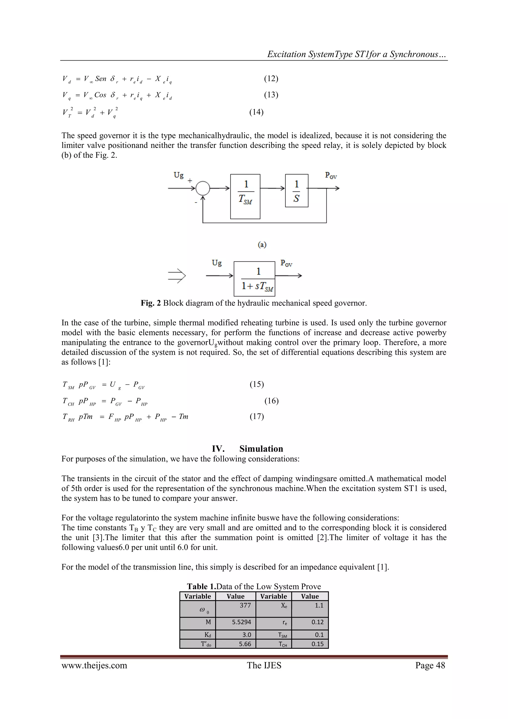 Excitation System Type ST1 for a Synchronous Machine | PDF