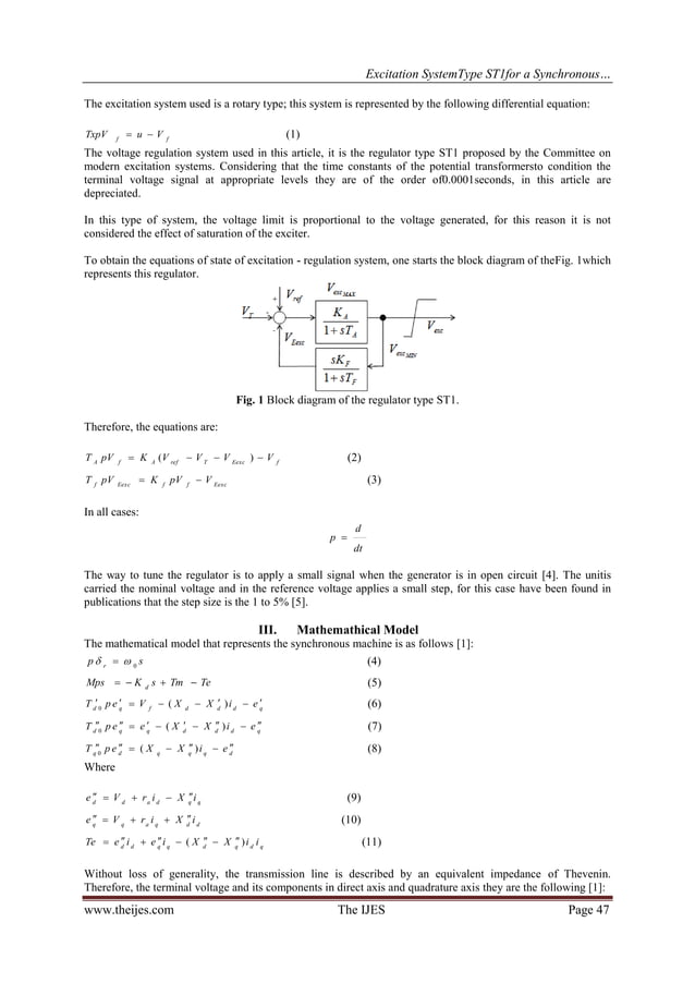 Excitation System Type ST1 for a Synchronous Machine | PDF